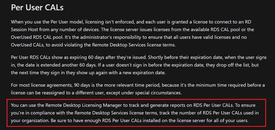 License user cal for windows server - Microsoft Q&A