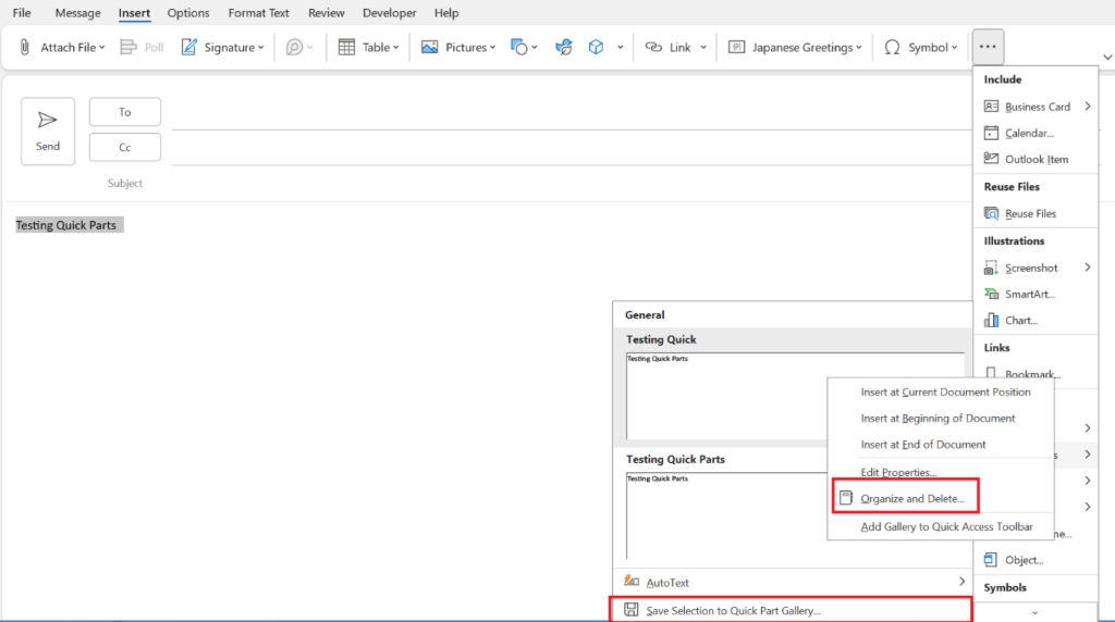 Quick Parts formatting changes to Aptos after Outlook restart when replying/forwarding ...
