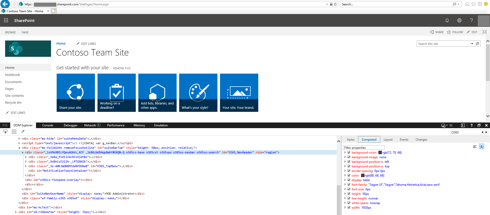 Office 365 top navigation bar disappears in SharePoint online for IE 11 ...
