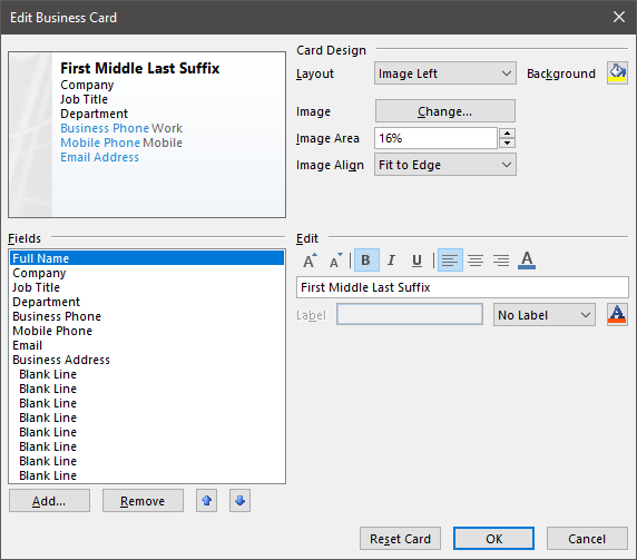 How do I make business cards larger in Outlook 365 - Bigger Details ...