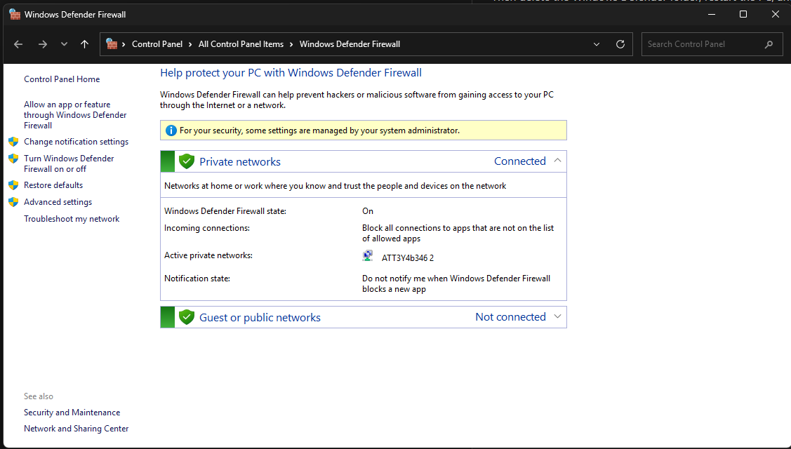 Cannot restart windows defender firewall service - Microsoft Q&A