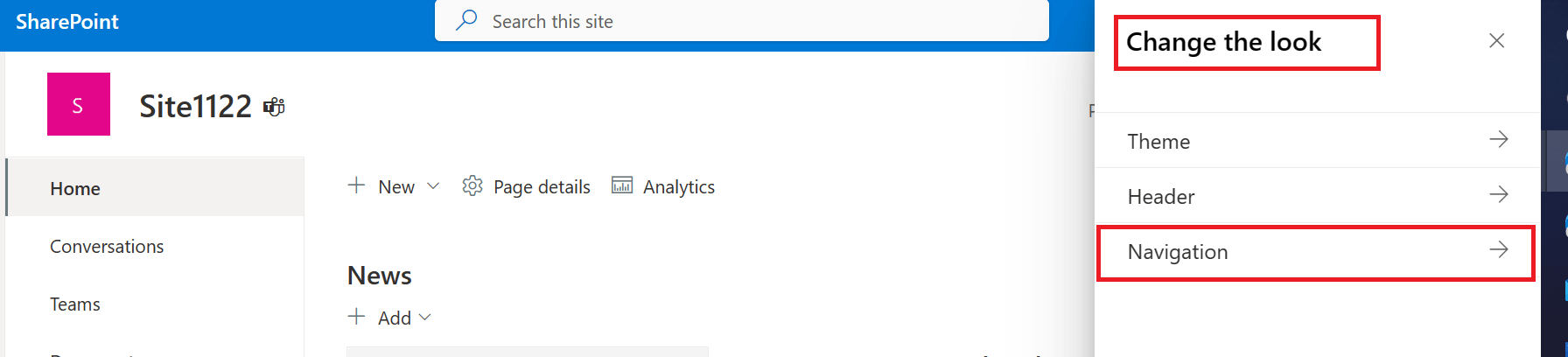 Unable to change sharepoint site navigation orientation - Microsoft Q&A