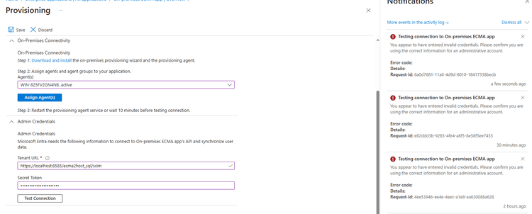 Failed Testing Connection to ECMA Application - Microsoft Q&A
