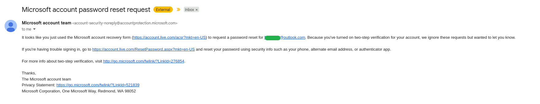 Microsoft account password reset broken - Microsoft Q&A