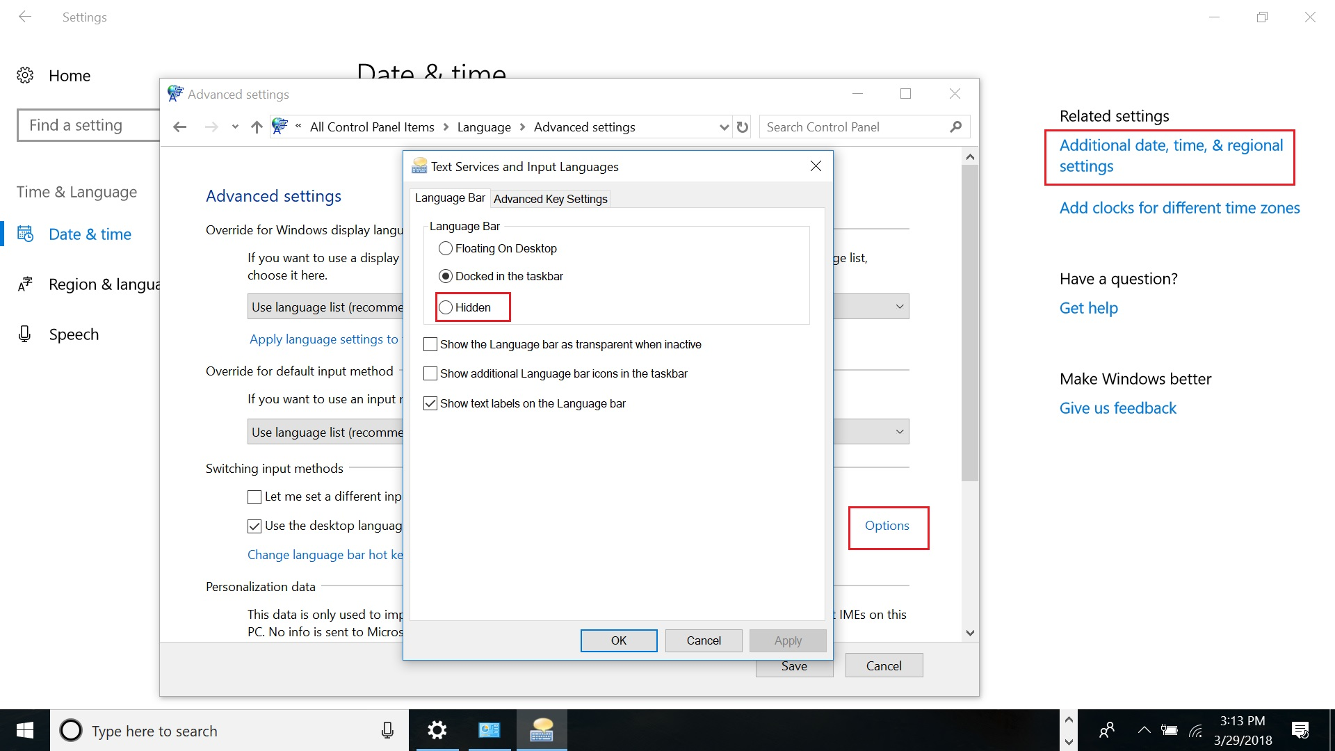 There is an "ENG" icon on my taskbar. How to remove that? - Microsoft Q&A