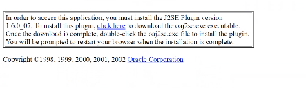 J2SE Plugin 1.6.0.07 not recognized as installed when running Oracle Application in IE Mode in ...
