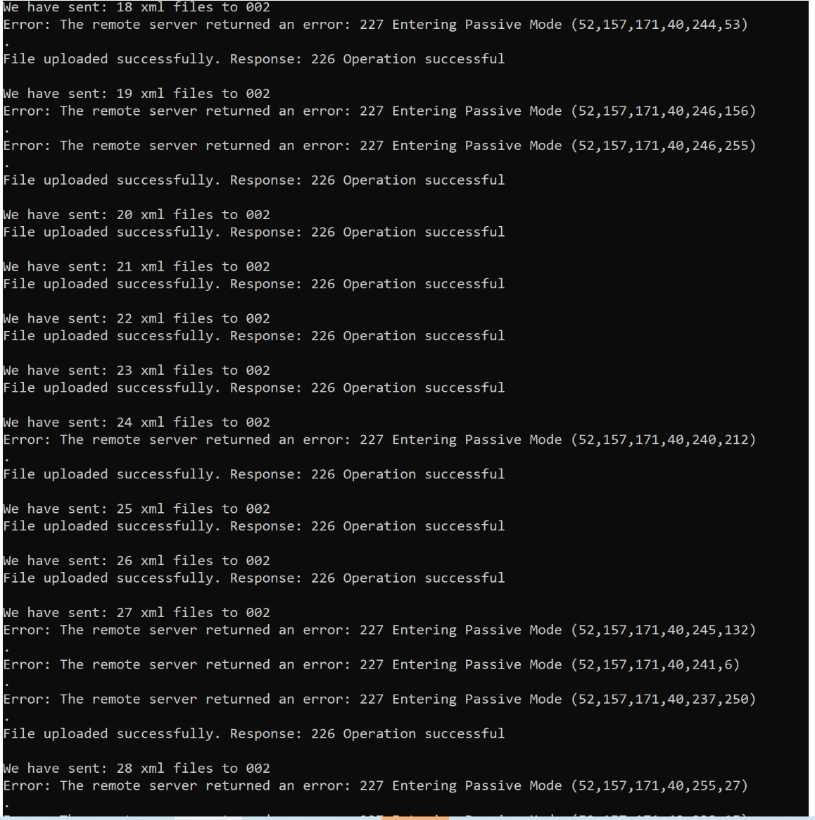 I get this error Error: The remote server returned an error: 227 ... I get this error Error: The remote server returned an error: 227 ...