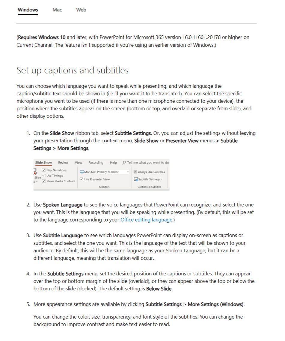 How do I realign closed captions on videos I upload to a Powerpoint ...