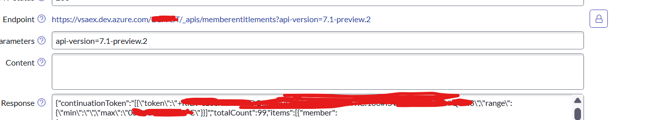 Please help:::: How to use "ContinuationToken" in vsaex api? geting 500 ...