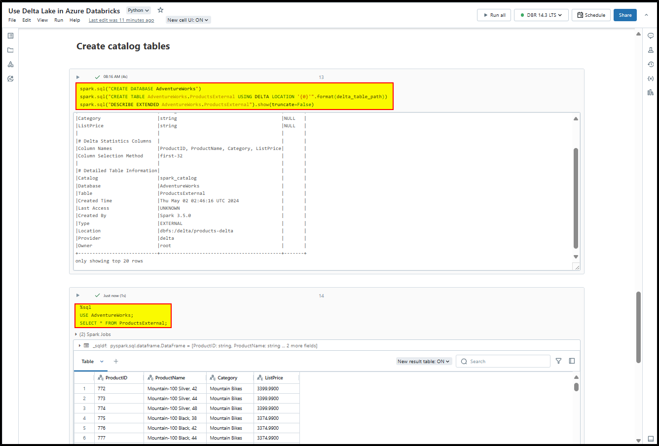 Error with Create Table USING DELTA LOCATION in training exercise ... Error with Create Table USING DELTA LOCATION in training exercise ...
