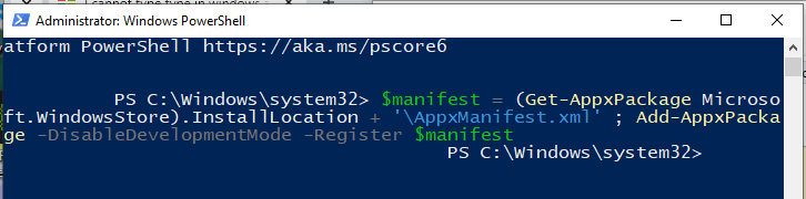 I cannot type type in windows apps (Microsoft Store, Cortana, Settings ...