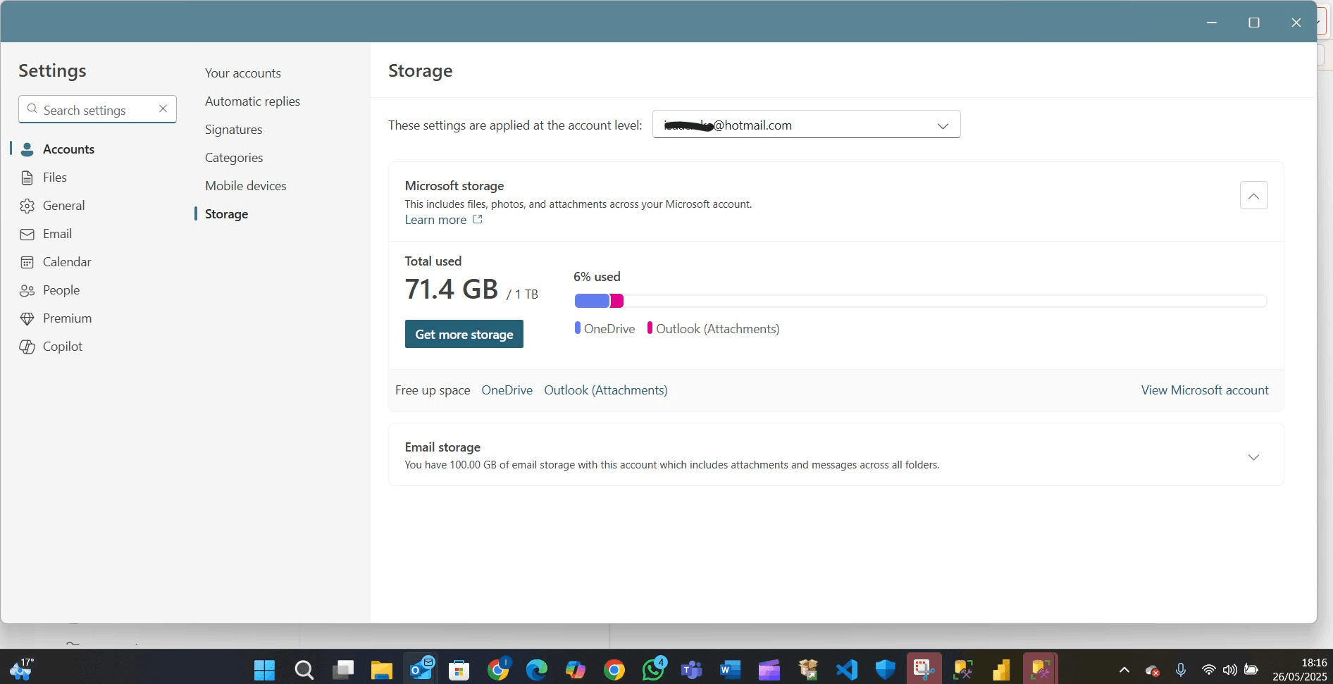 1TB ADDITIONAL STORAGE BOUGHT BUT NOT APPLIED TO MY OUTLOOK - Microsoft Q&A