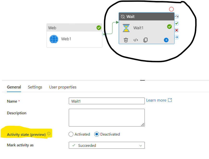 Disable an activity in a pipeline - Microsoft Q&A