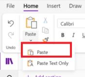 when pasting ink from touch screen right click meu in OneNote Win11, it ...