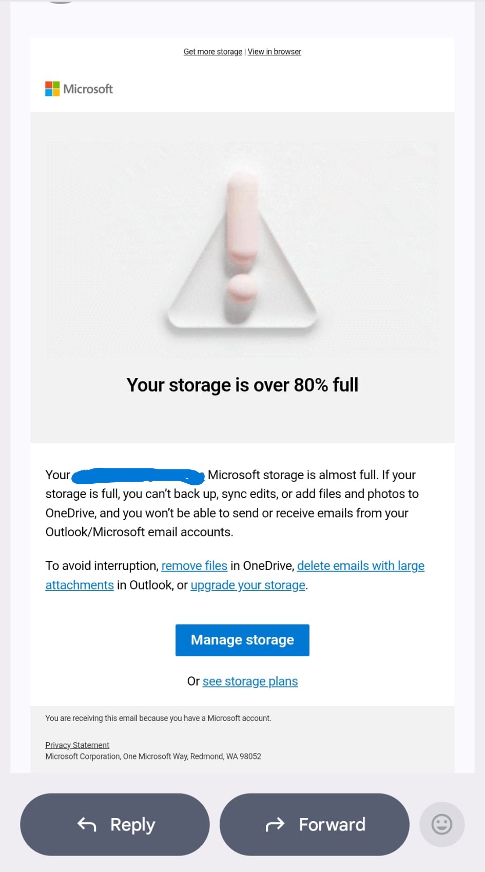 Microsoft Storage is full issue or is it? - Microsoft Q&A