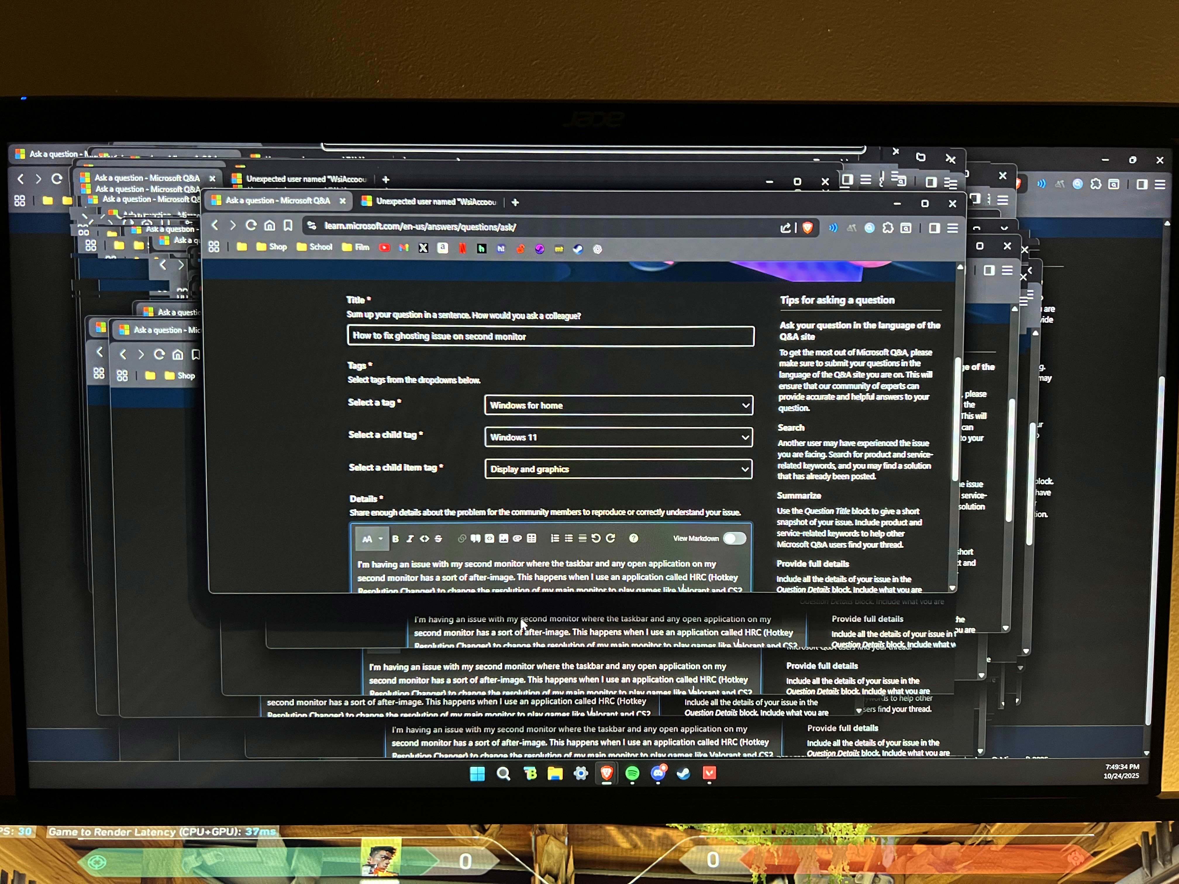 How to fix ghosting issue on second monitor - Microsoft Q&A