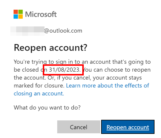 Microsoft account marked for closure but due date has passed ...