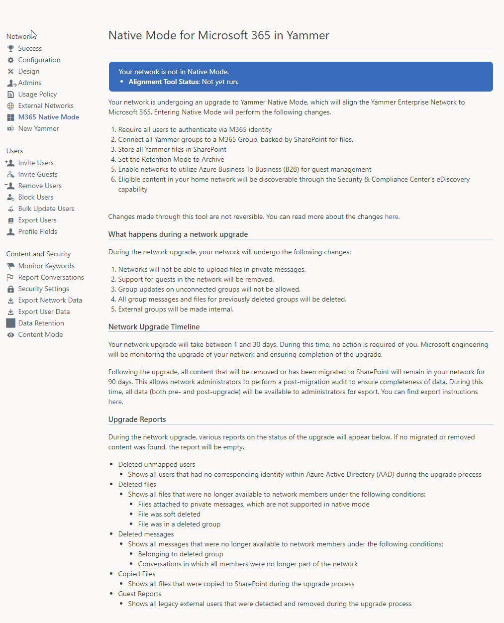 Yammer Admin Center inconsistent menus - Microsoft Q&A