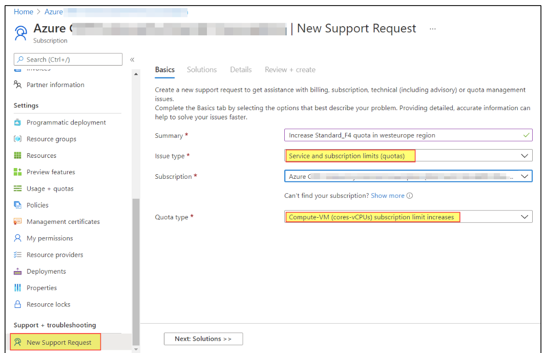 Exceeded subscription quota limits for compute Standard DSv2 Family Dedicated CPUs - Microsoft Q&A