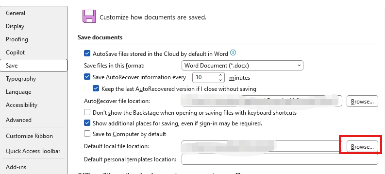 Word saves to D.Docs.Live.Net instead of to my local hard drive. I want ...