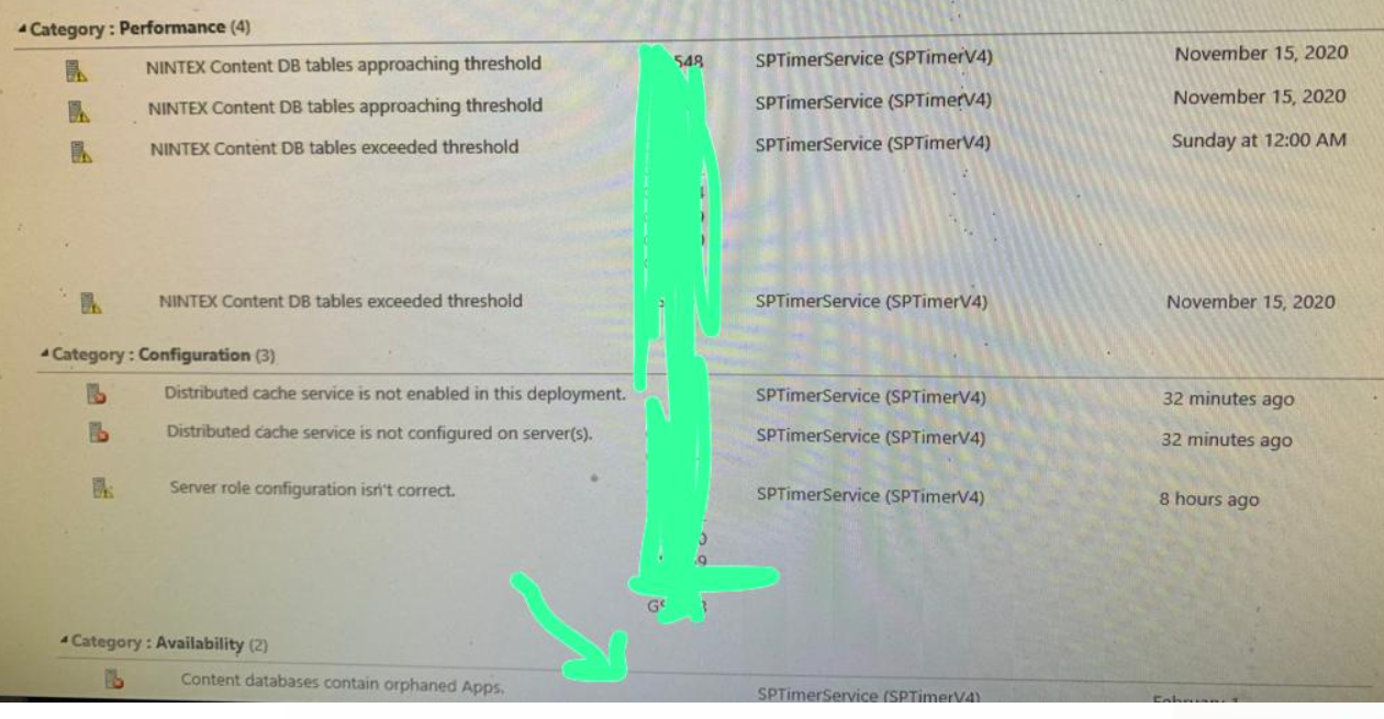 Health banner some warnings related to SharePoint server - Microsoft Q&A