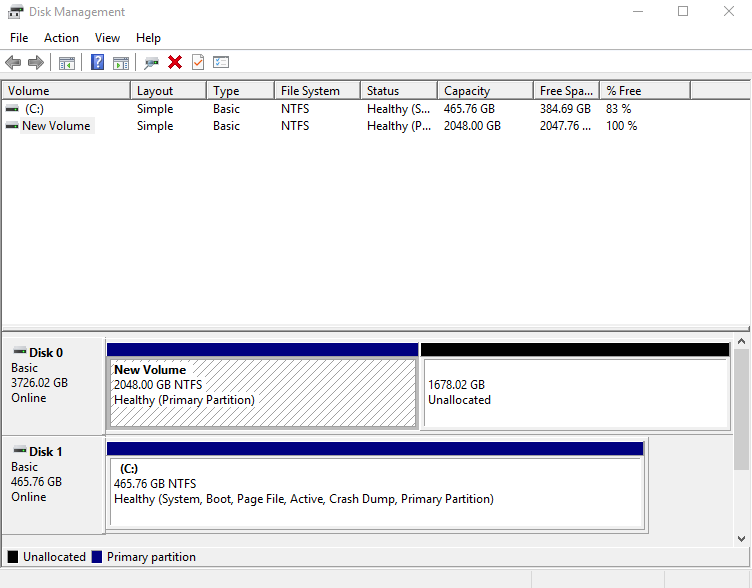 Merge Unallocated partition with New Volume on same disk windows 10 pro ...