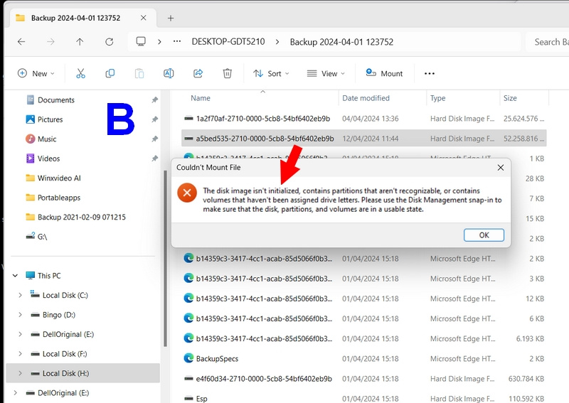 The disk image isn't initialized, contains partitions that aren't recognizable ... - Microsoft Q&A