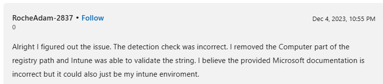 Microsoft SaRA Tool shows failed install in Intune but does successfully install. - Microsoft Q&A