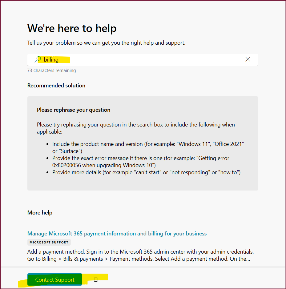 Contacting Microsoft billing department - Microsoft Q&A