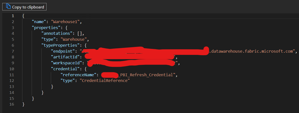 Cannot reference to an invalid or deleted Credential object for Fabric Linked Service ...
