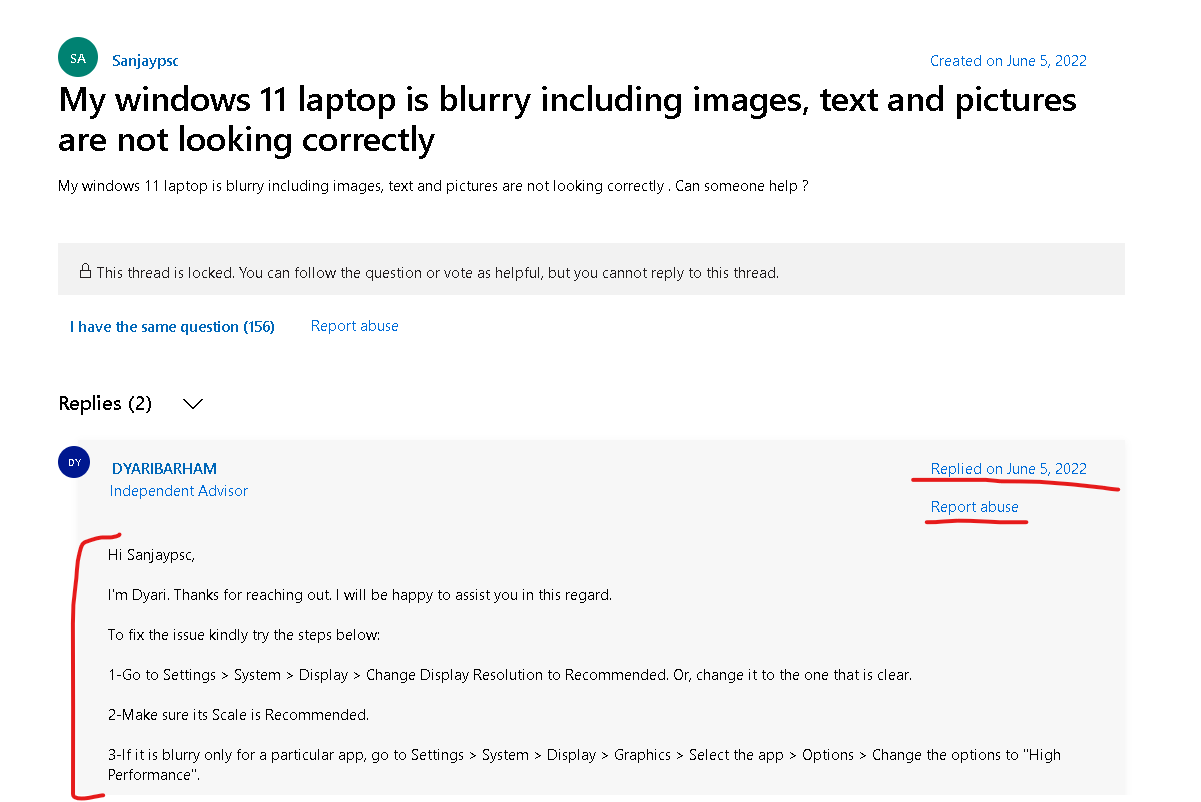 Windows 11 fonts are blurry - in all apps after the restart - Microsoft Q&A