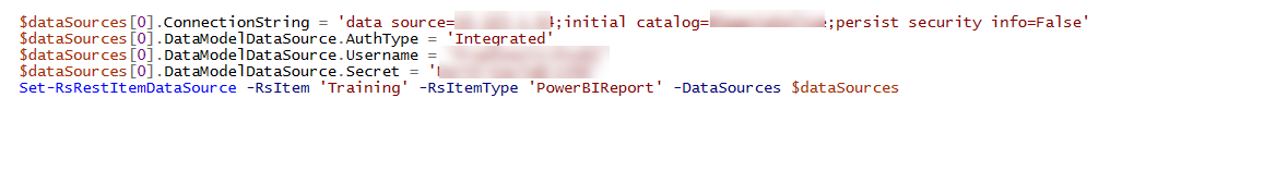 Unable to update data source in Power BI report server dashboards with power shell - Microsoft Q&A