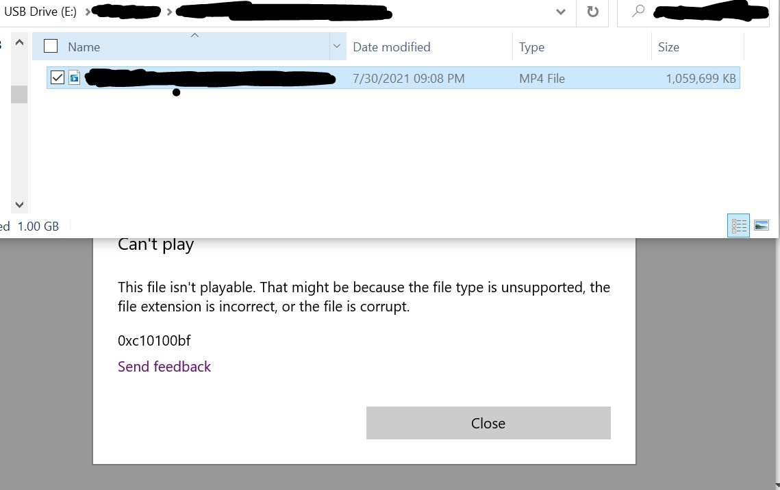 Can't play - This file isn't playable. That might be because the file ...