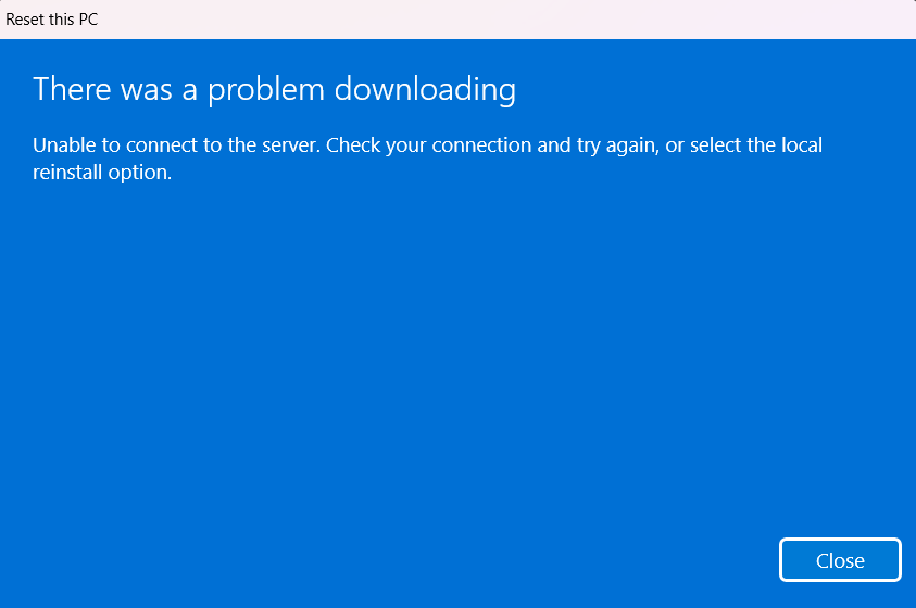 reset pc problem. not connected to the server - Microsoft Q&A