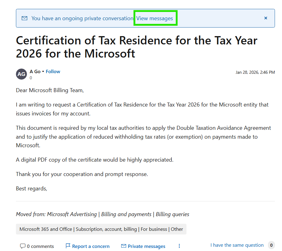 Certification of Tax Residence for the Tax Year 2026 for the Microsoft ...