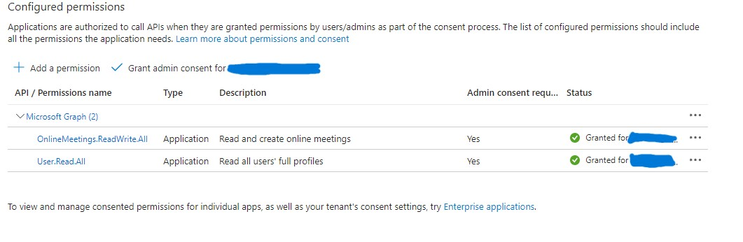 Creating Online Meeting with User Id returns No Application Access ...