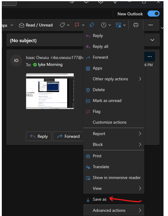 How do I save an attachment in the new Outlook? - Microsoft Q&A