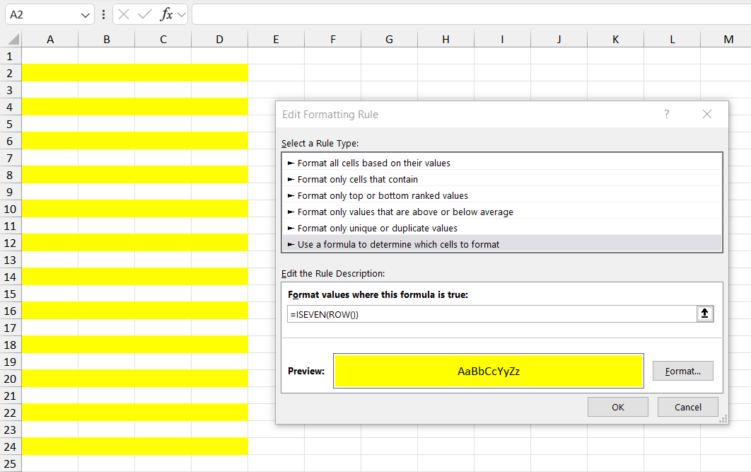 when shading is applied to every other row, how do I keep the shading ...