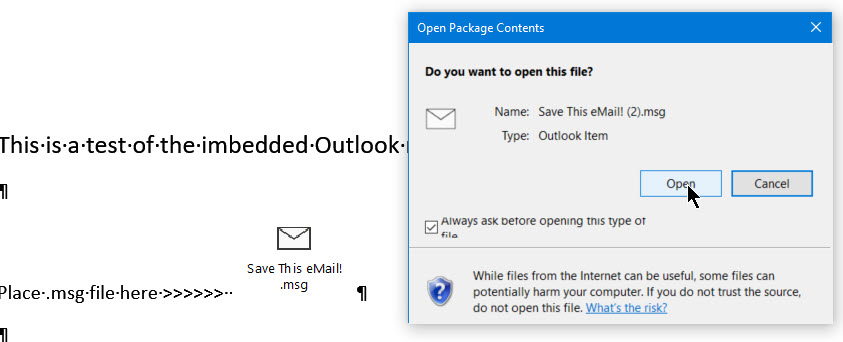 .msg files embedded in Word doc - Microsoft Q&A