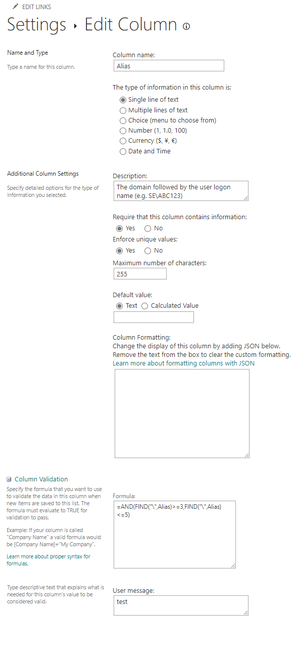 Column validation that checks if a column contains a backslash (\) - Microsoft Q&A