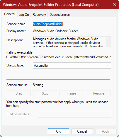 Device manager not responding, windows audio endpoint builder stuck in starting state and no ...
