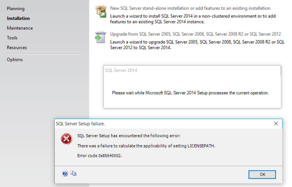 SQL Server Setup Failure - 0x85640002 - Microsoft Q&A