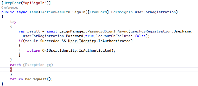 I cant Sign in using Asp net core identity : PasswordSignInAsync ... I cant Sign in using Asp net core identity : PasswordSignInAsync ...