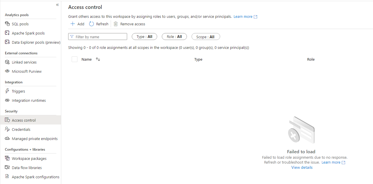 azure synapse RBAC not working - Microsoft Q&A