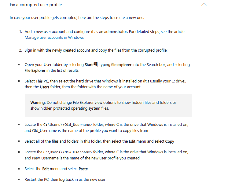 How to complete reset user profile from previous Microsoft account settings - Microsoft Q&A