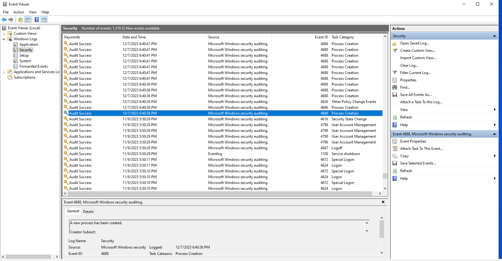 Why do I have Event Viewer security logs from a date before I created ...