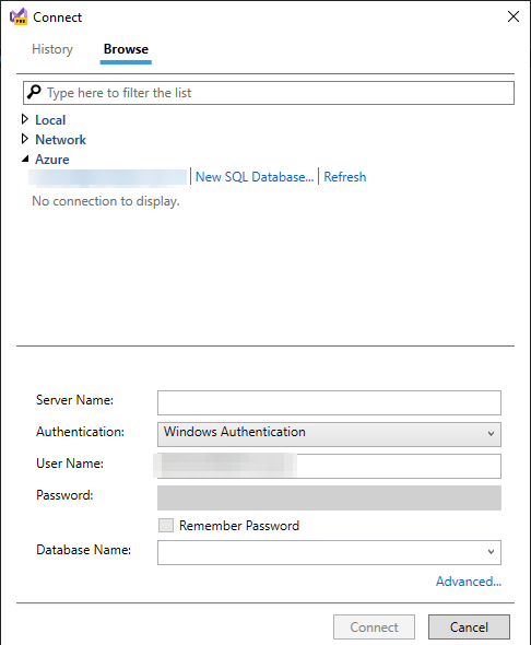 Connect to Azure Sql Server from Visual Studio 2022 - Microsoft Q&A