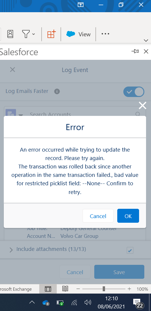 Salesforce widget not working on Outlook - Microsoft Q&A