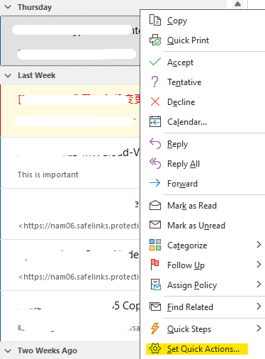 Outlook Item List - email quick actions/options - Microsoft Q&A