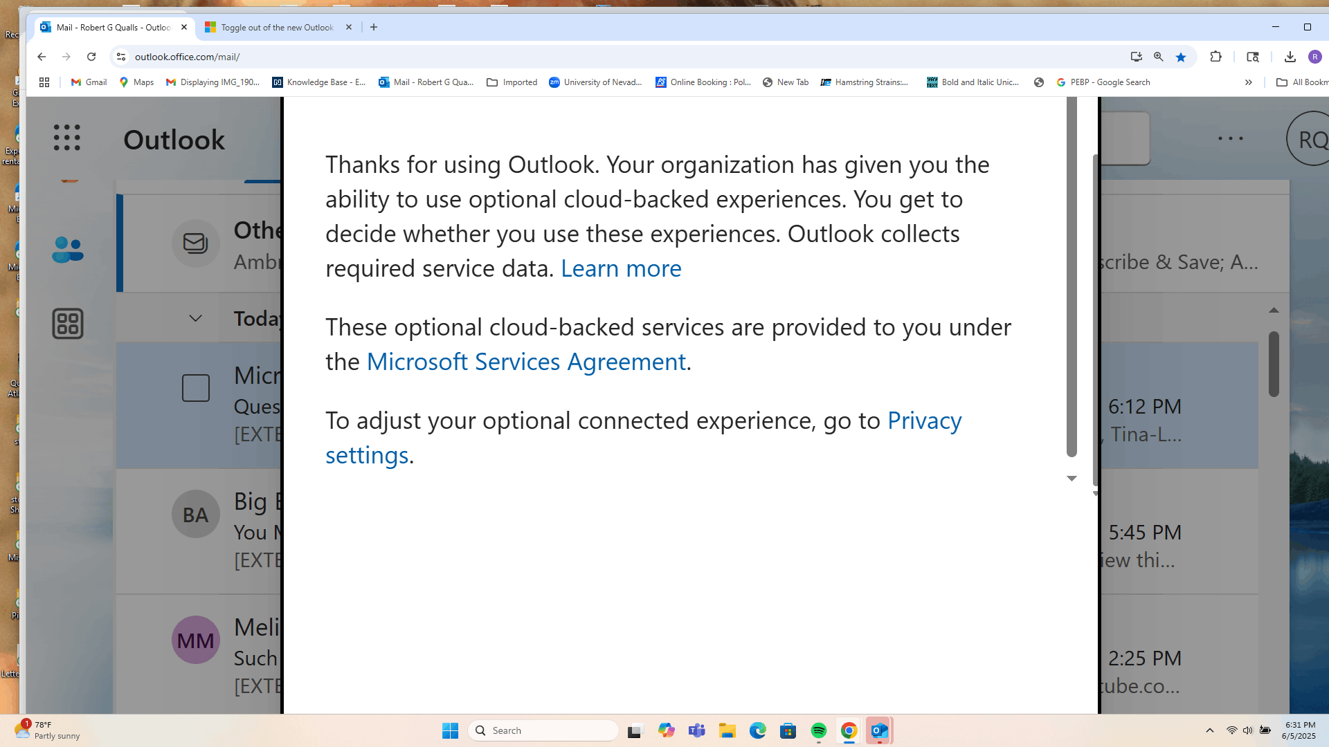 Microsoft pop up blocking outlook - Microsoft Q&A